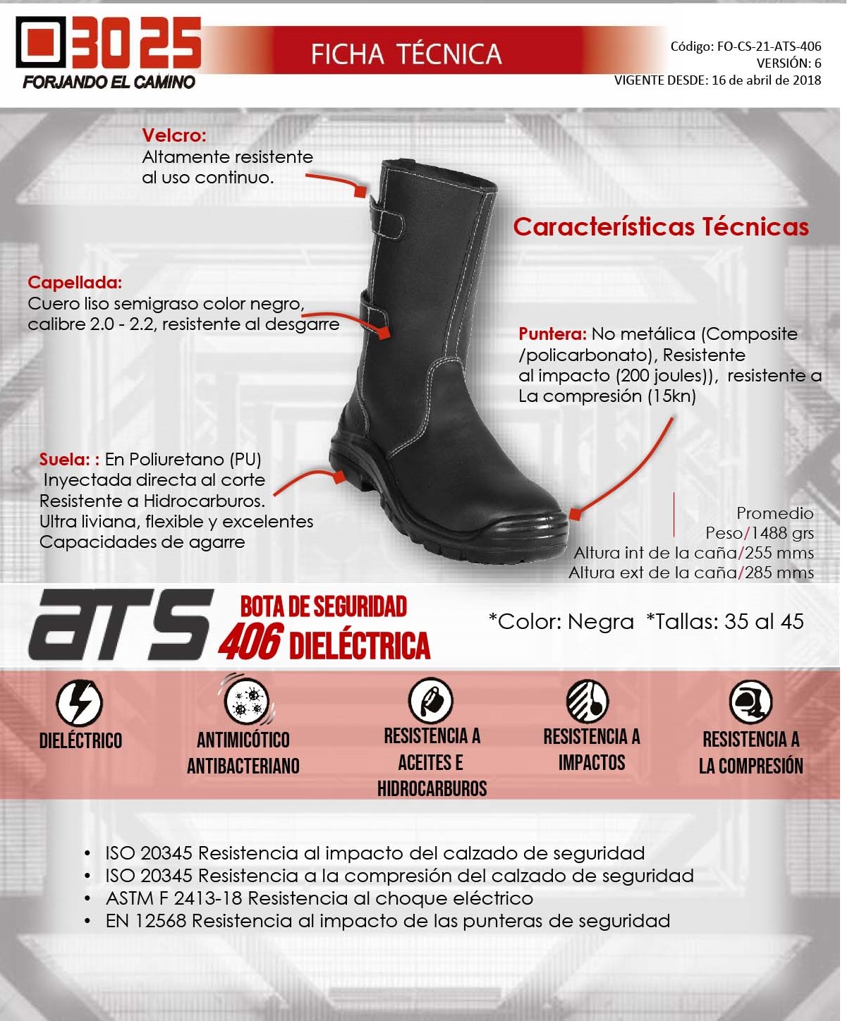 Bota de Seguridad para soldador ATS 406 - Central de Suministros Gspath